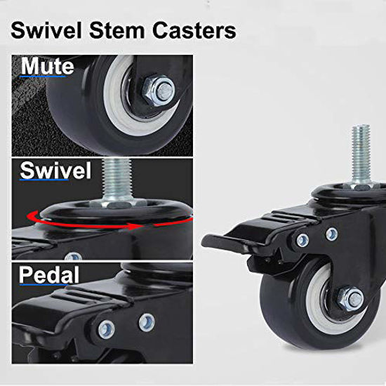 GetUSCart- AAGUT 2" Swivel Stem Casters with Brake Lock, Screwed Bolt 5 ...