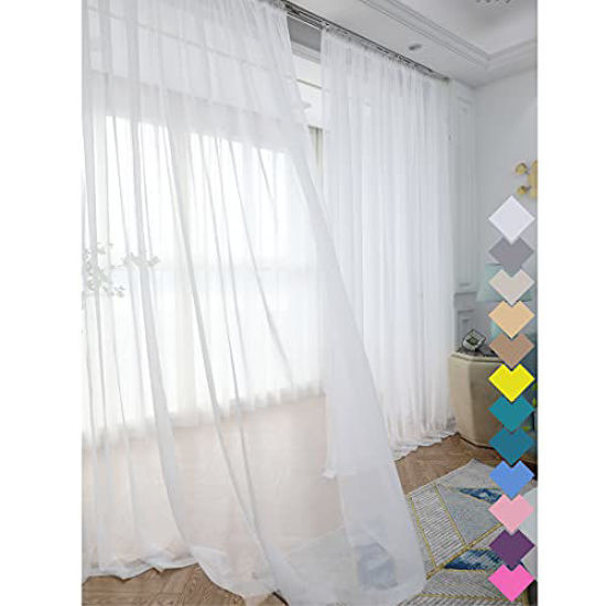 GetUSCart- Window Ivory Sheer Curtains 95 Inches Long 2 Panels Sheer ...