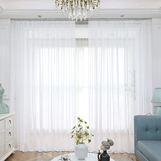 GetUSCart- Window Ivory Sheer Curtains 95 Inches Long 2 Panels Sheer ...