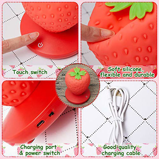 GetUSCart- Strawberry Night Light, Cute Silicone Strawberry Lamp ...