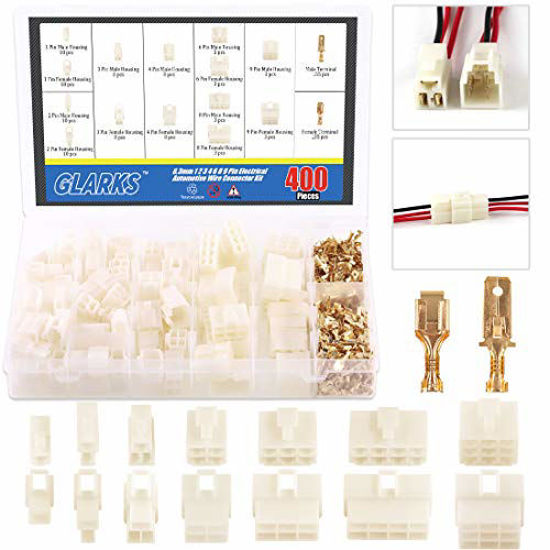 GetUSCart- Glarks 400Pcs 6.3mm 1 2 3 4 6 8 9 Pin Electrical Automotive ...