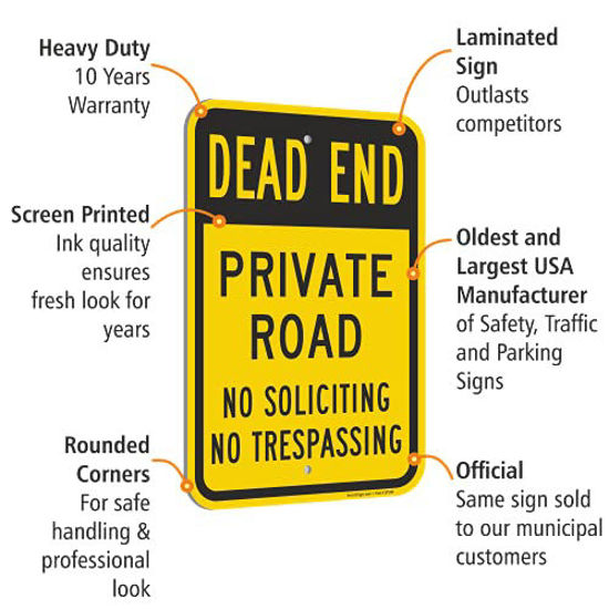 GetUSCart- SmartSign 18 x 12 inch ?Dead End - Private Road, No ...