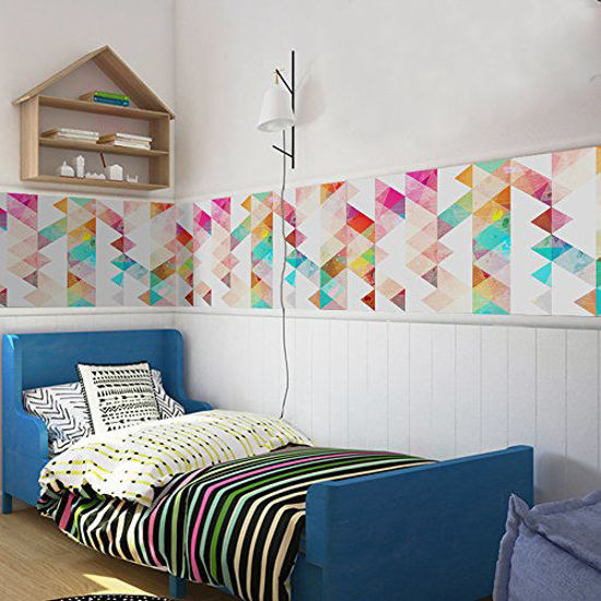 GetUSCart- Amaonm Removable 15.8 x 98.4inch Rainbow Colorful Geometry ...
