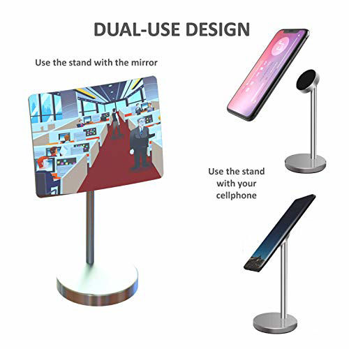 GetUSCart- Desk and Cubicle Mirror to See Behind You, Silver Stand with ...