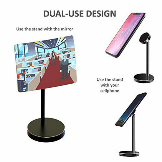 GetUSCart- Desk and Cubicle Mirror to See Behind You, Black Stand with ...