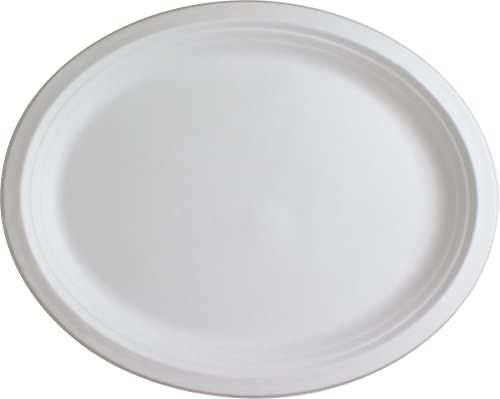 GetUSCart- 100% Compostable White Oval 12.5? Paper Plate, Heavy-Duty ...