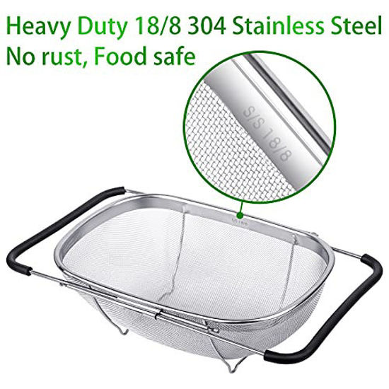 GetUSCart- 18/8 Stainless Steel Over The Sink Colander with Fine Mesh ...