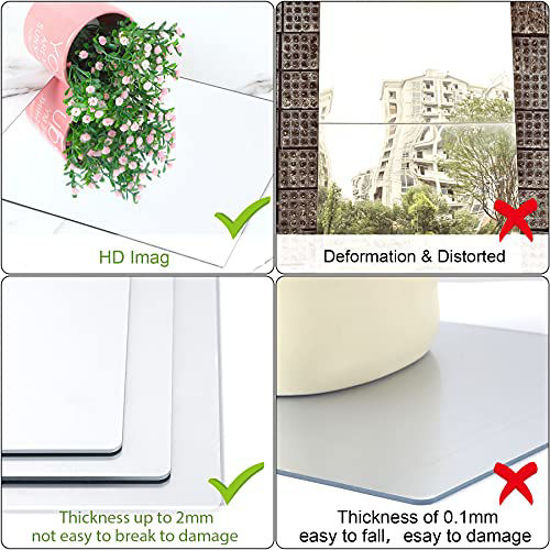 GetUSCart- 4 Pack Self Adhesive Acrylic Mirror, 8 x 8 Inch Mirror Tiles ...