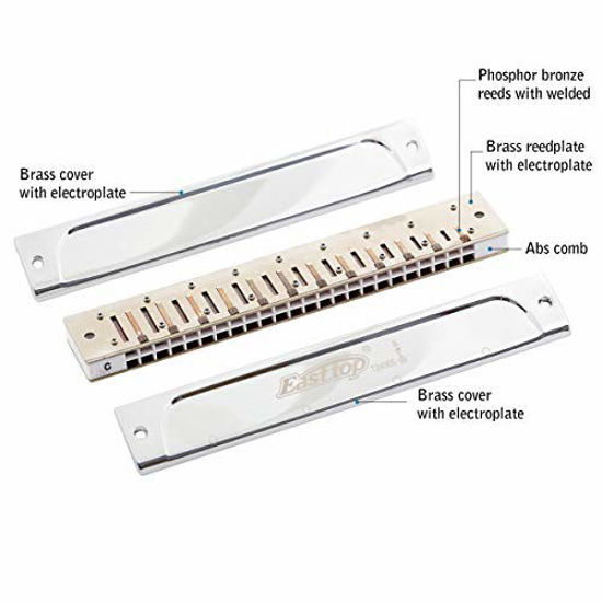 GetUSCart- East top Tremolo Harmonica Key of C, 24 Holes Professional ...