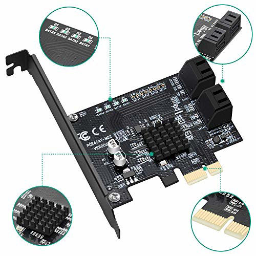 GetUSCart- MZHOU PCIE 2.0 X 1 to SATA 4 Port Adapter Card Marvell ...