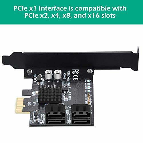 GetUSCart- MZHOU PCIE 2.0 X 1 to SATA 4 Port Adapter Card Marvell ...