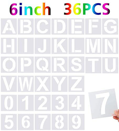 GetUSCart- 36 Pcs Reusable Large Alphabet Letter Stencils and Number ...