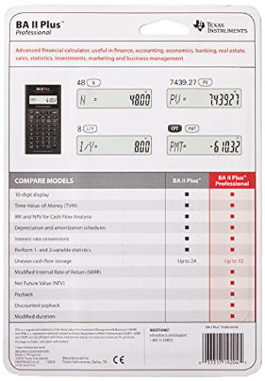 GetUSCart- Texas Instruments BA II Plus Professional Financial Calculator