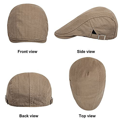 GetUSCart- 2 Pack Newsboy Hats for Men Flat Cap Cotton Adjustable Breathable Irish Cabbie Ivy ...