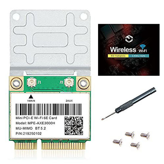 GetUSCart- Wi-Fi 6E Half Mini PCI-E WiFi Network Card 802.11AX AC MPE-AXE3000H 2.4GHz 5GHz 6GHz ...