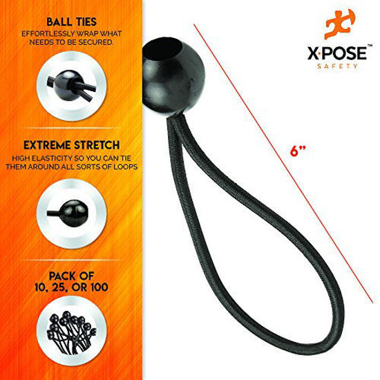 GetUSCart- Xpose Safety Bungee Ball Cords 6" 10 Pack Heavy Duty Black ...