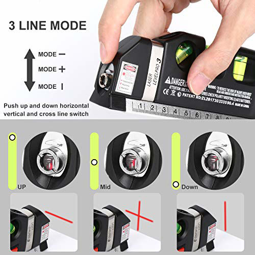 GetUSCart- Laser Level Line Tool, Multipurpose Laser Level Kit Standard Cross Line Laser level ...