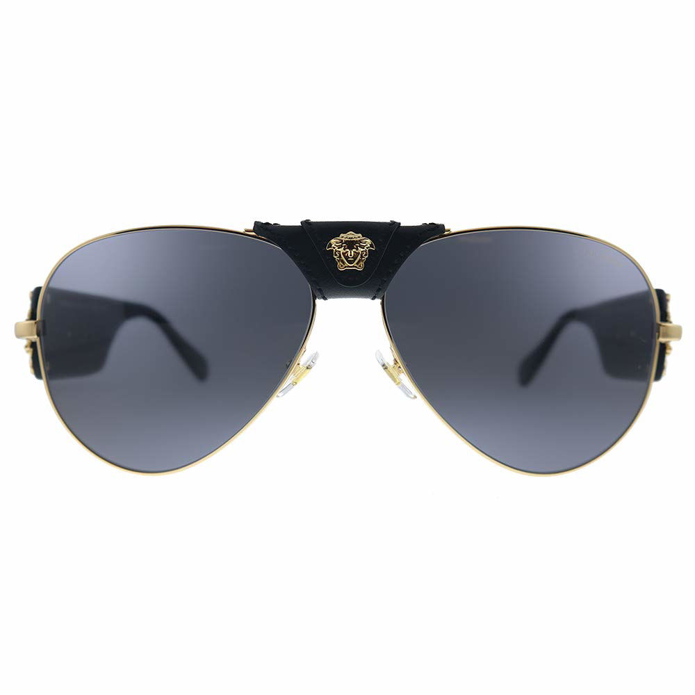 GetUSCart- Versace VE 2150Q 100281 Gold Metal Aviator Sunglasses Grey ...
