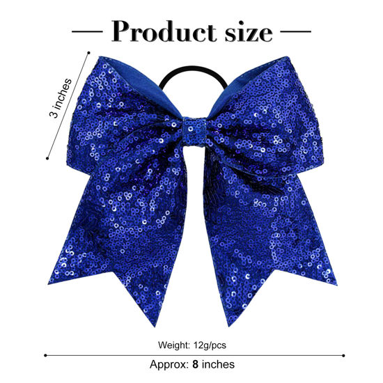 GetUSCart- 12 PCS 8" Large Glitter Cheer Bows Blue Girl Hair Bows ...