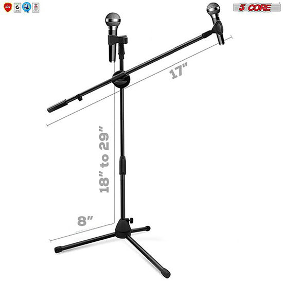 GetUSCart- 5 Core Dual Microphone Stand, Foldable Tripod Boom Mini Mic ...