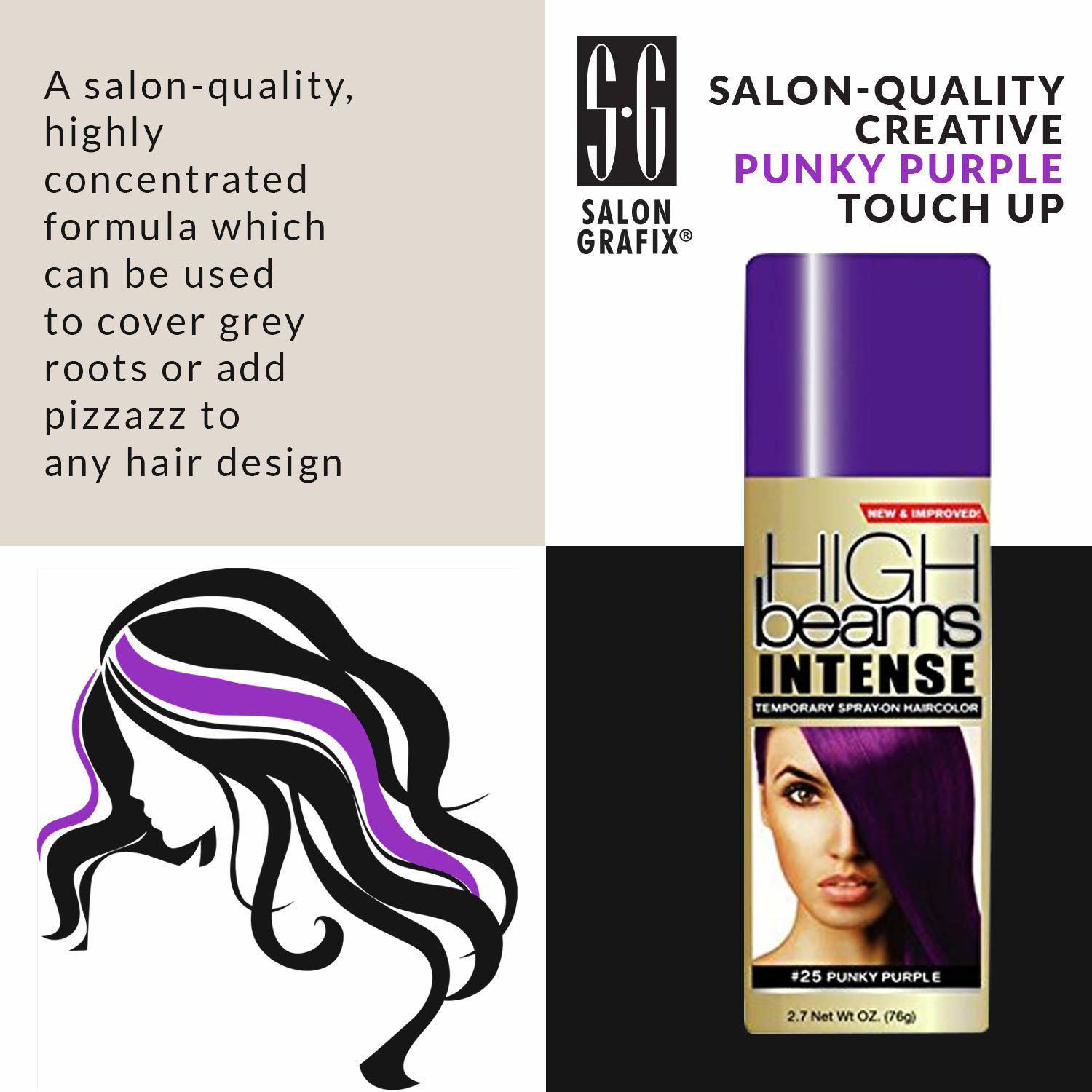 GetUSCart- High Beams Intense Spray-On Hair Color -Punky Purple - 2.7 ...