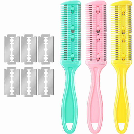 GetUSCart- 3 Pieces Razor Comb with 10 Pieces Razors, Hair Cutter Comb ...