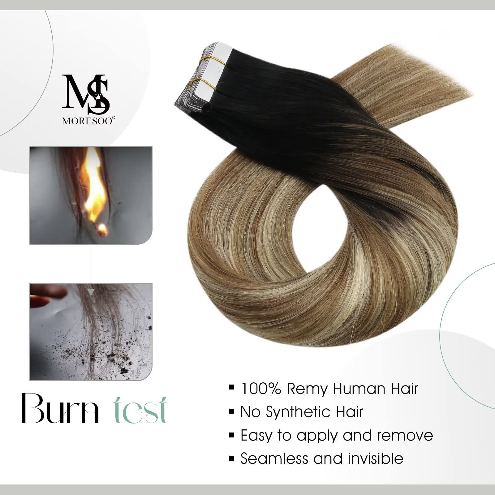 GetUSCart- Moresoo Tape in Hair Extensions Balayage Hair Extensions 12 ...