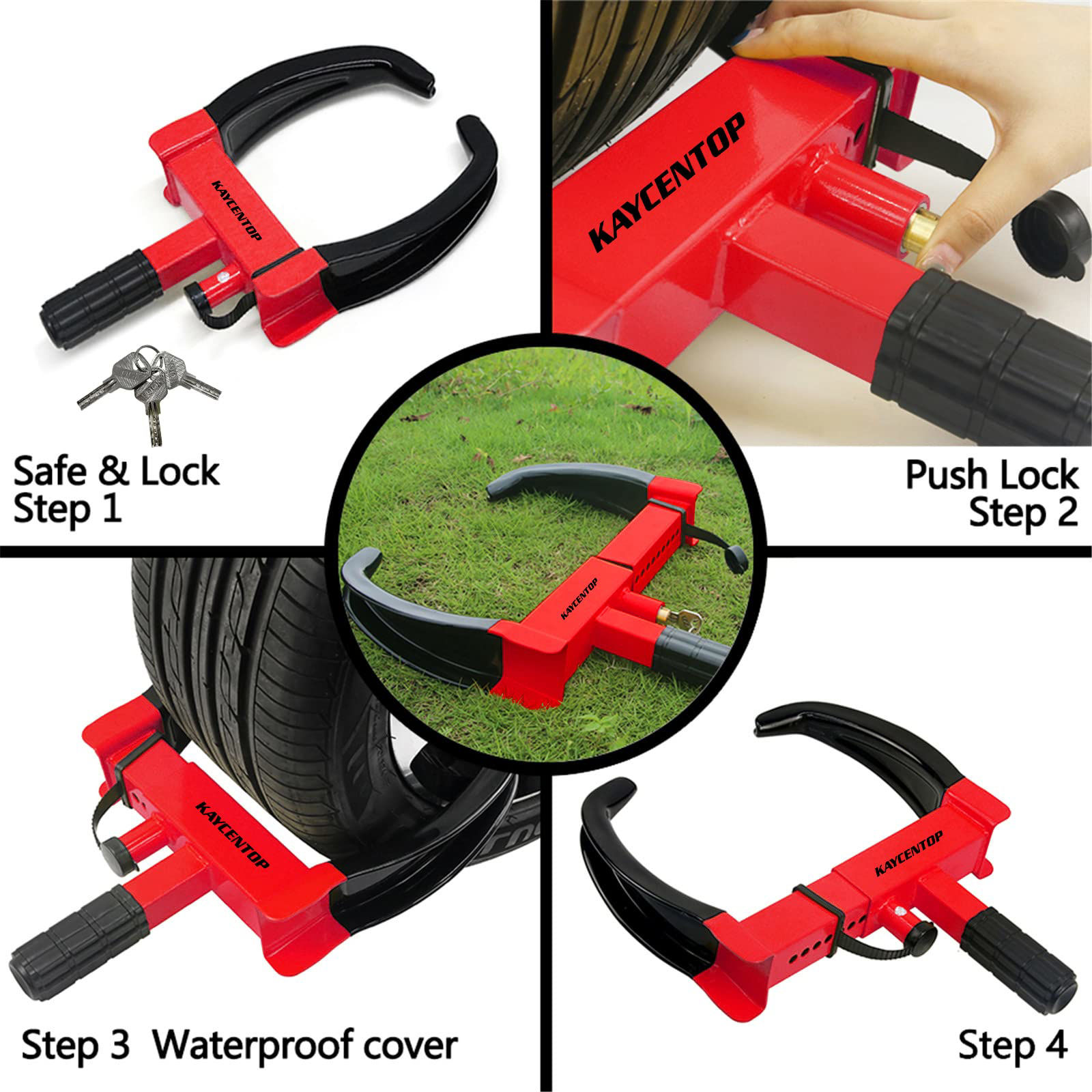 GetUSCart- KAYCENTOP Wheel Clamp Lock Tire Lock Anti Theft Lock Fit ...