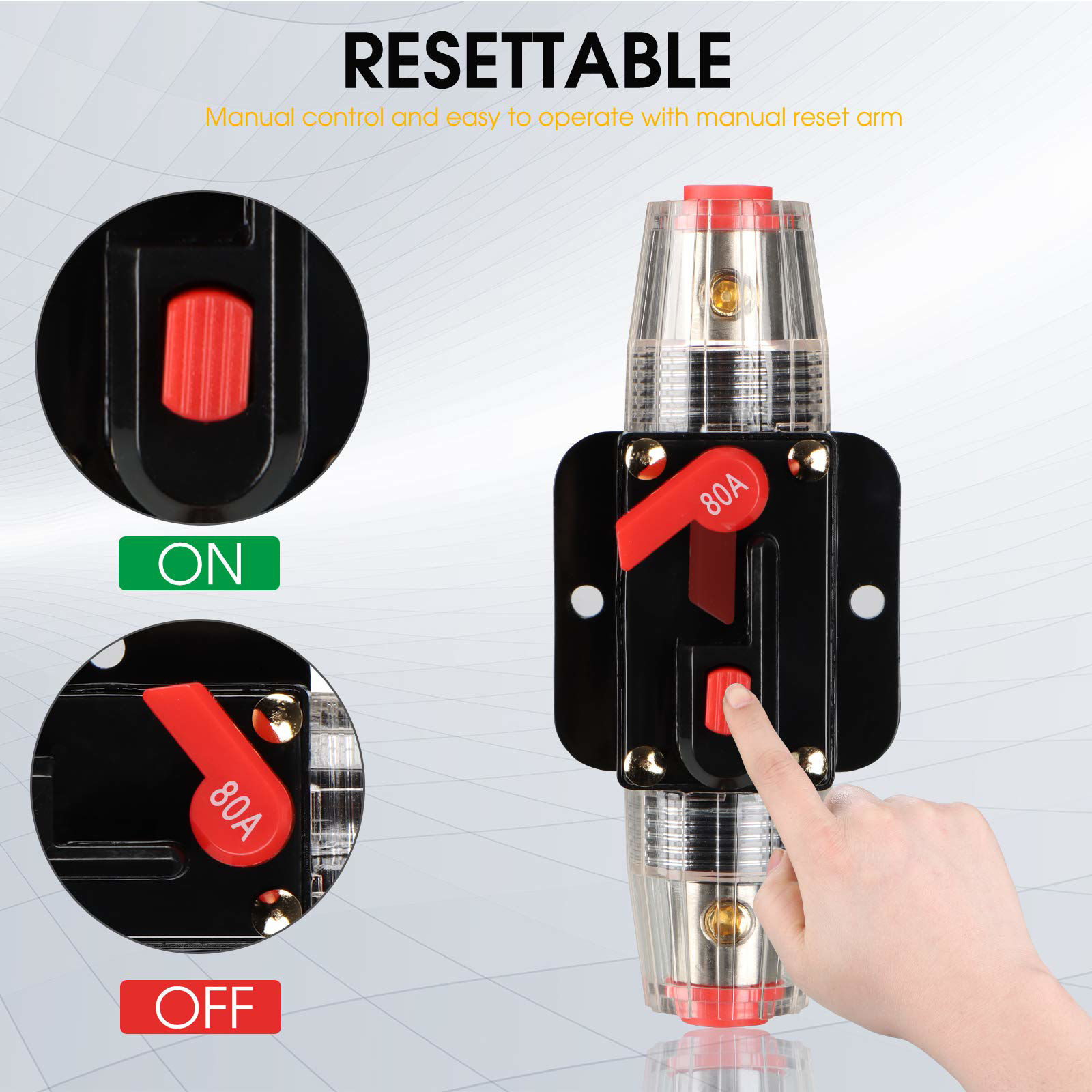 GetUSCart- M1A2 Circuit Breaker Switch 80A Waterproof Fuse Inline ...