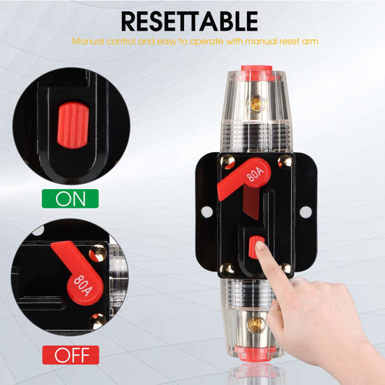 GetUSCart- M1A2 Circuit Breaker Switch 80A Waterproof Fuse Inline ...