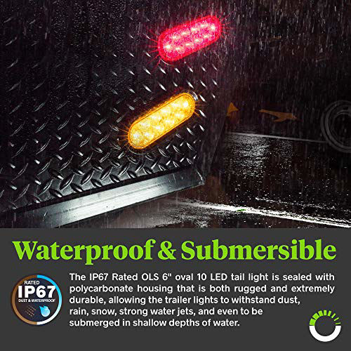 GetUSCart- 2 Red + 2 Amber 6" Oval LED Trailer Tail Light Kit [DOT ...