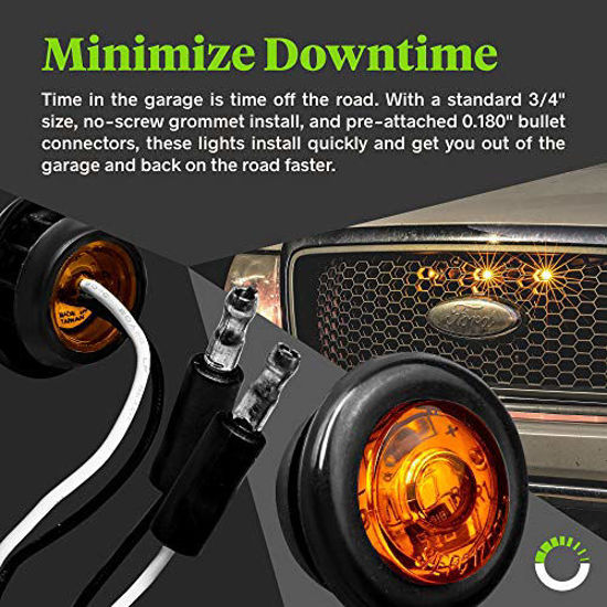 GetUSCart- 8pc 3/4" Round Amber Trailer LED Marker Light [DOT FMVSS 108 ...