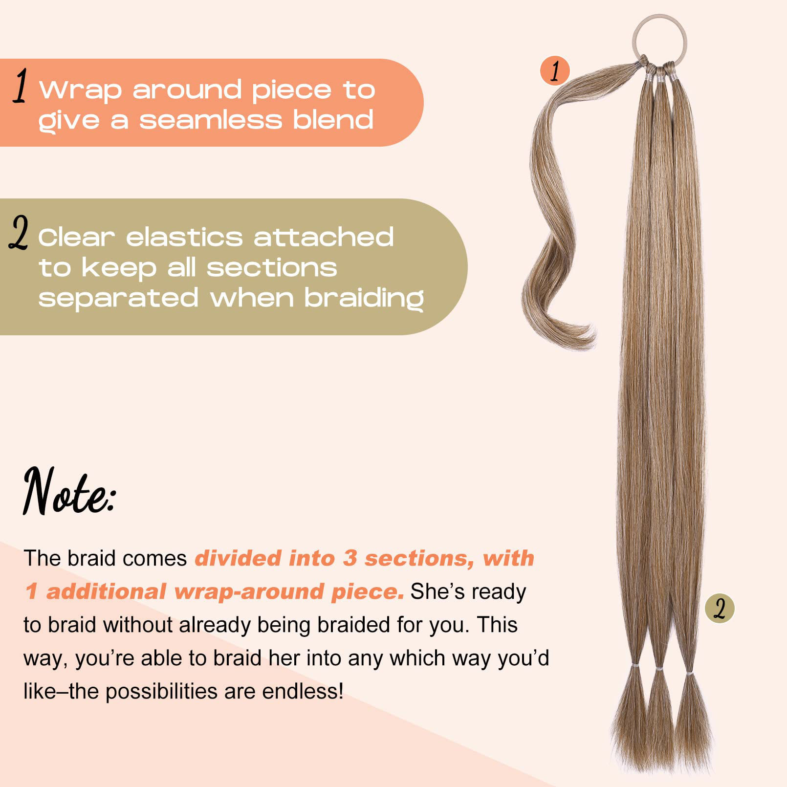 GetUSCart- SEIKEA Long Braided Ponytail Extension with Hair Tie ...