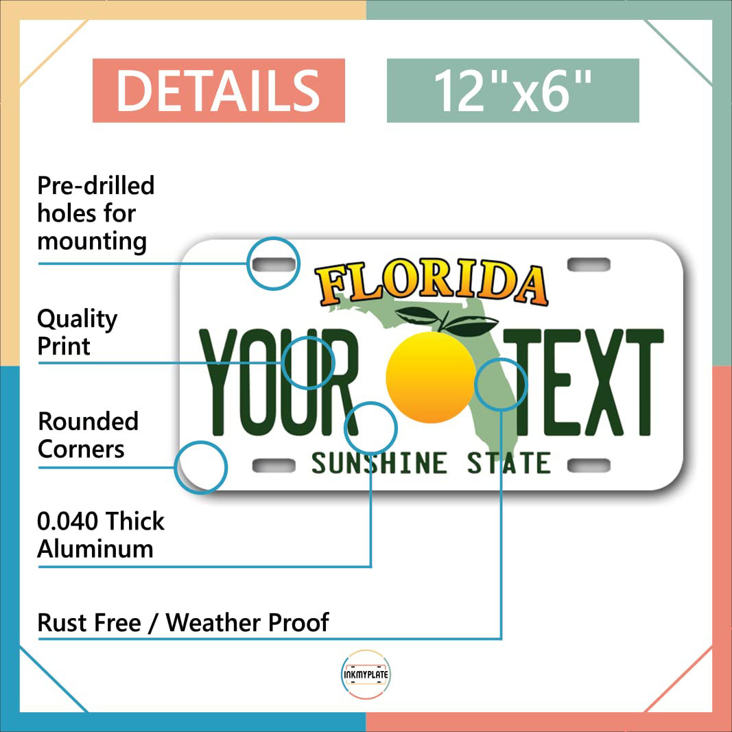 GetUSCart- InkMyPlate Personalized Florida Old Car License Plate | 12x6 ...