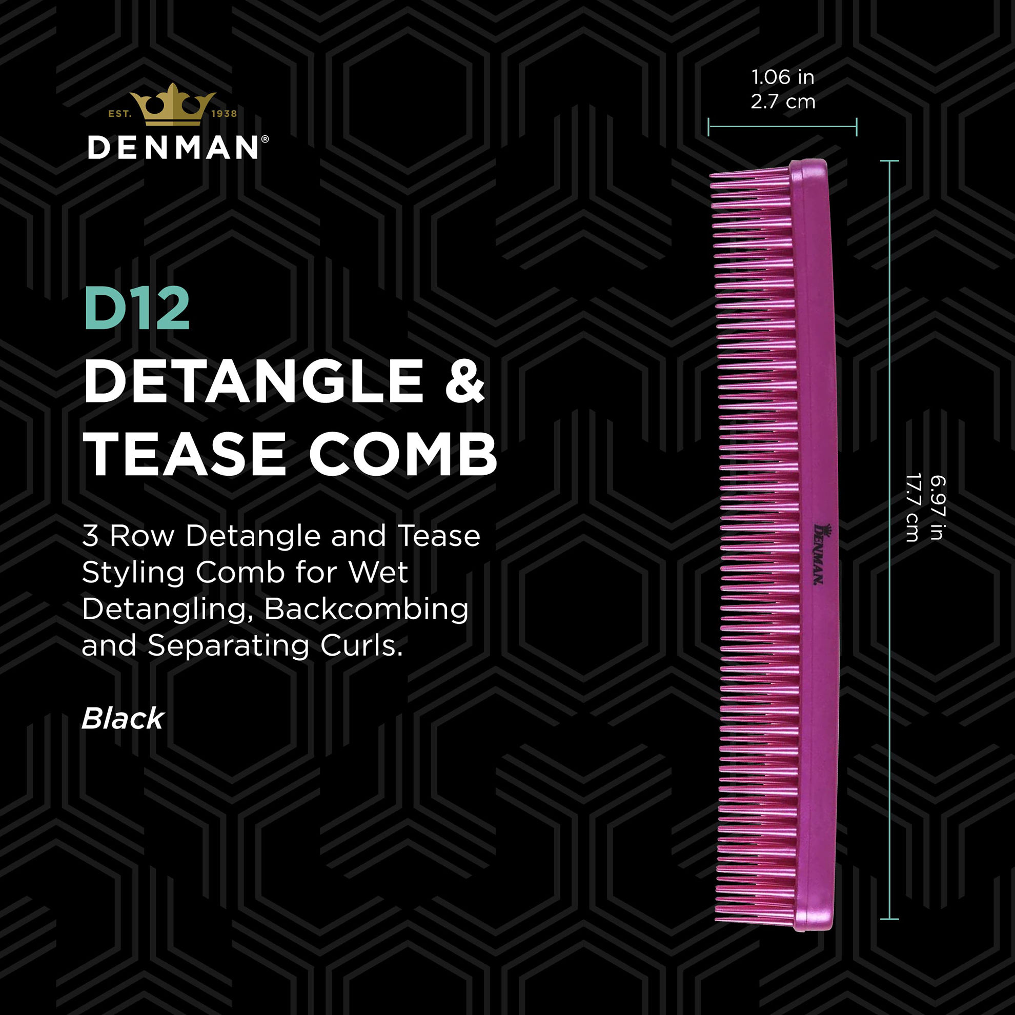 GetUSCart- Denman 3 Row Detangle and Tease Styling Comb (PINK) for Wet ... GetUSCart- Denman 3 Row Detangle and Tease Styling Comb (PINK) for Wet ...