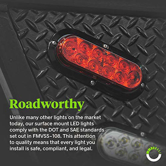 GetUSCart- 6 inch Red Oval LED Trailer Tail Light [DOT FMVSS 108] [SAE ...