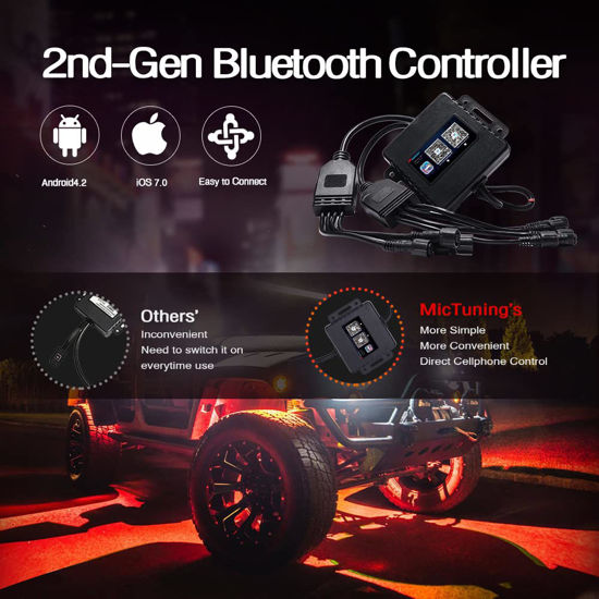 GetUSCart- MICTUNING 2nd-Gen RGB LED Rock Lights with Bluetooth Controller, Timing Function ...