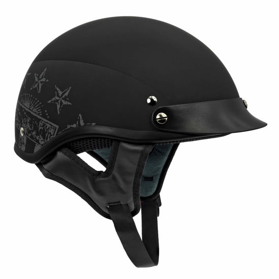 GetUSCart- VCAN Cruiser Solid Flat Black Half Face Motorcycle Helmet ...