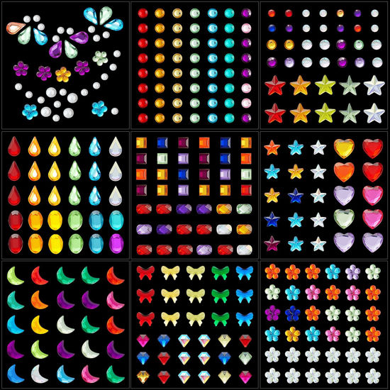 GetUSCart- 9 Sheets Eye Body Face Gems Jewels Rhinestone Stickers Self ...