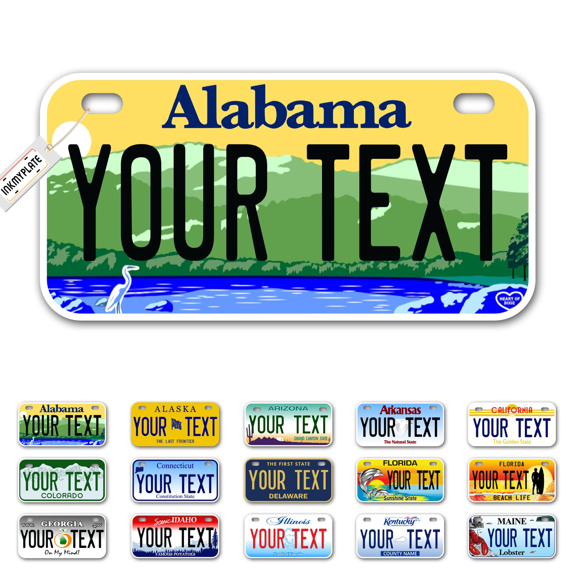 GetUSCart- InkMyPlate Personalized Alabamas Small License Plate | Bike ...