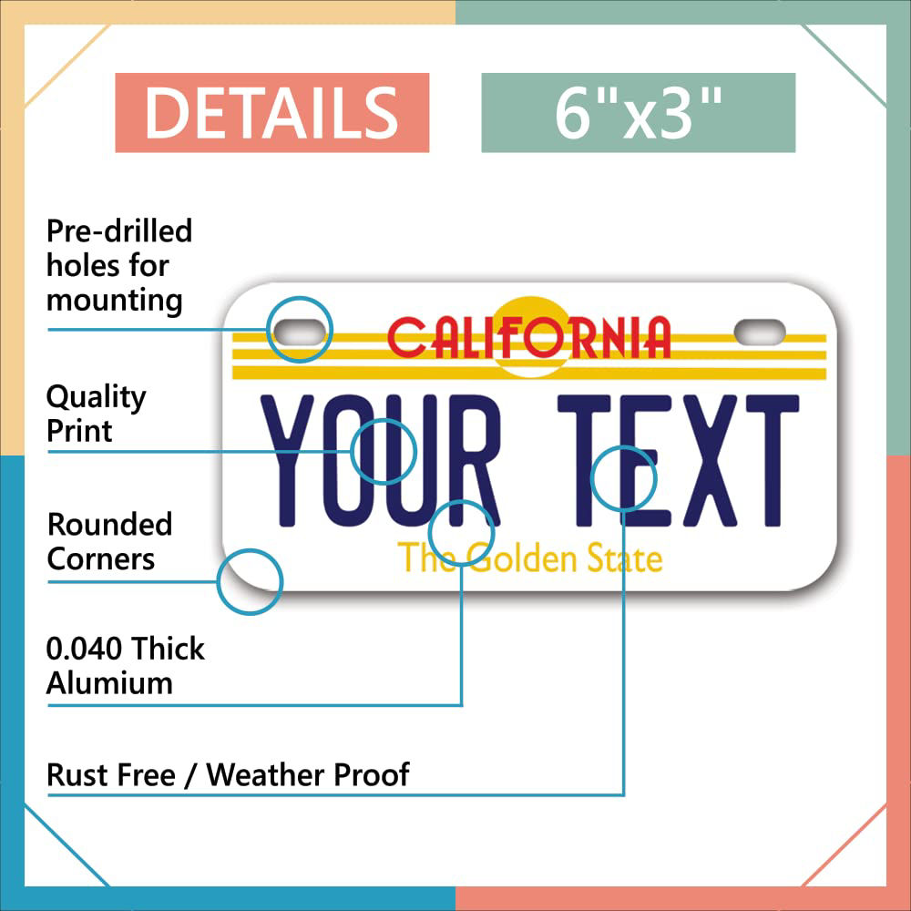 GetUSCart- InkMyPlate Personalized California Old Small License Plate ...