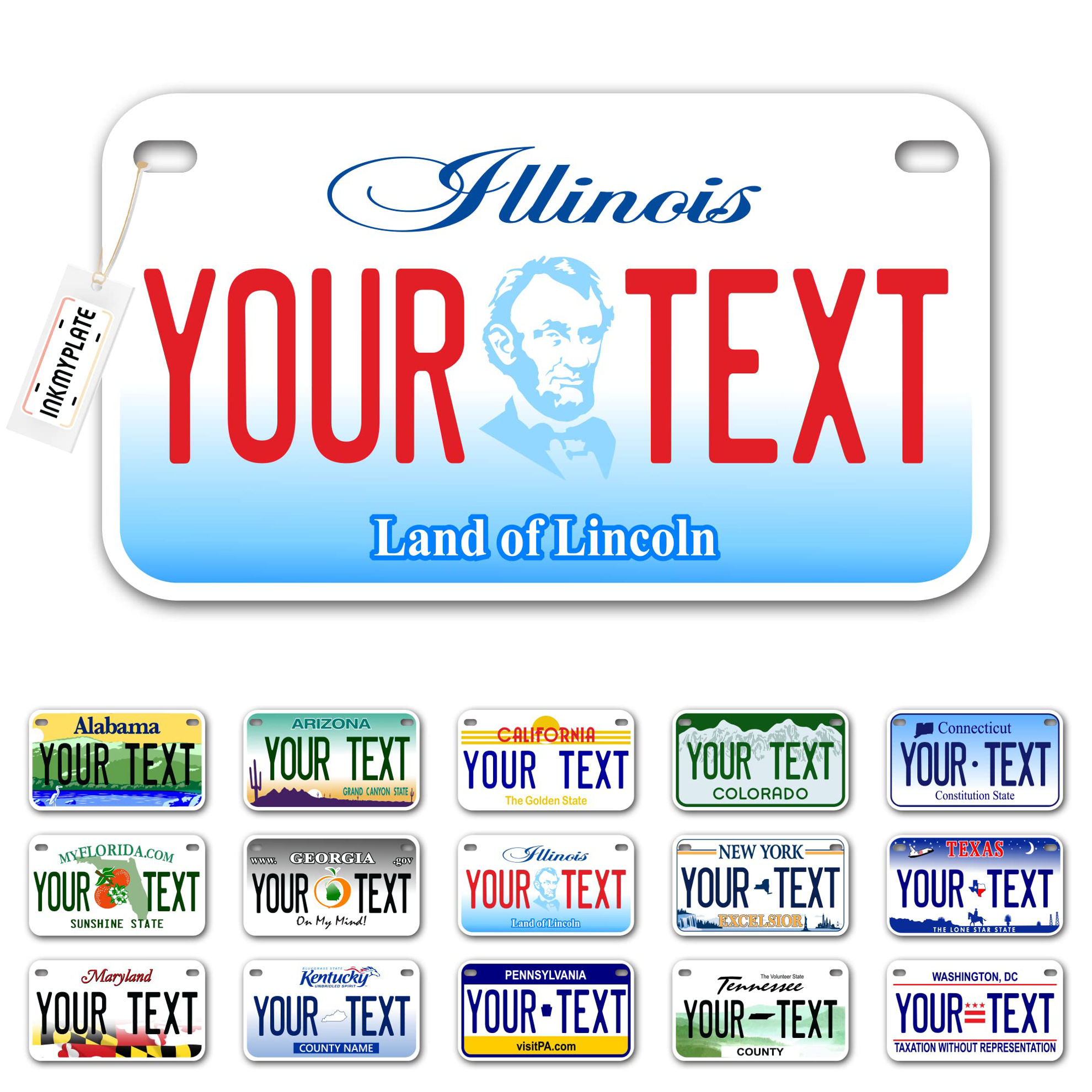 GetUSCart- InkMyPlate Personalized Illinois Small License Plate ...