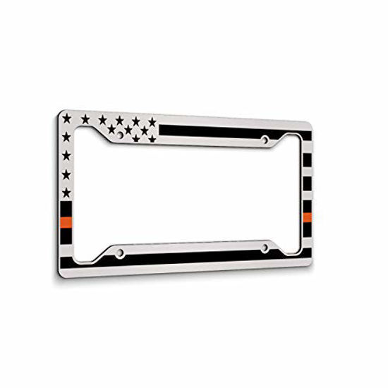 GetUSCart- JASS GRAPHIX American Flag License Plate Frame - Thin Orange ...