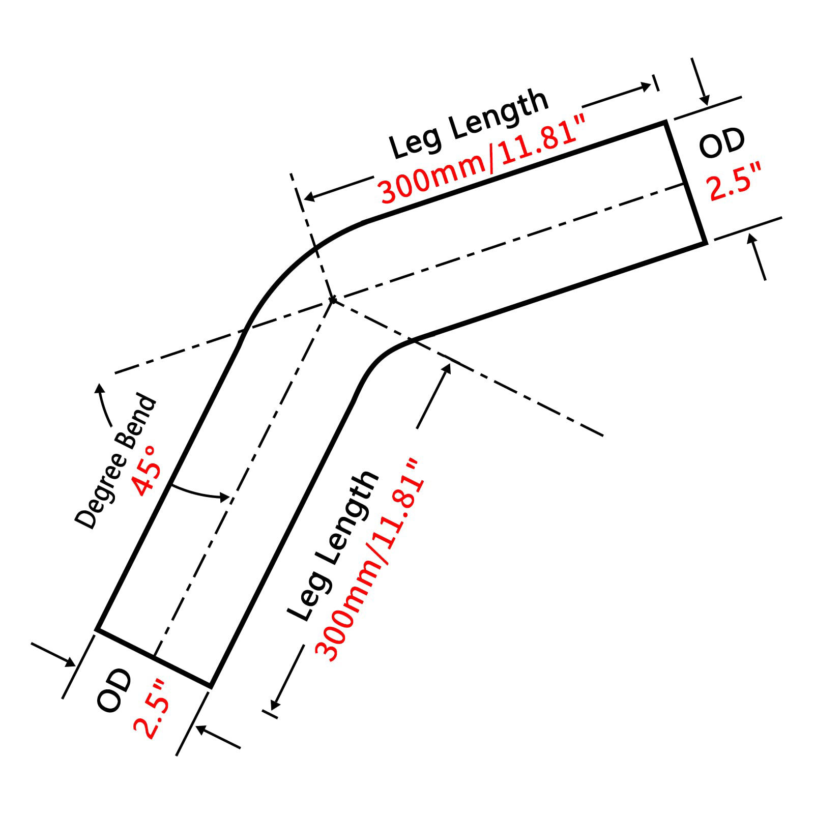 GetUSCart- FGJQEFG 2.5 Inch 45 Degree DIY Custom Mandrel Exhaust Pipe ...