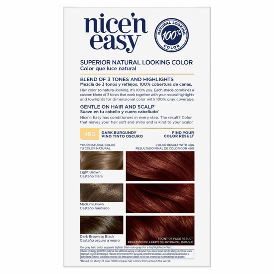 GetUSCart- Clairol Nice'n Easy Permanent Hair Dye, 4BG Dark Burgundy ...