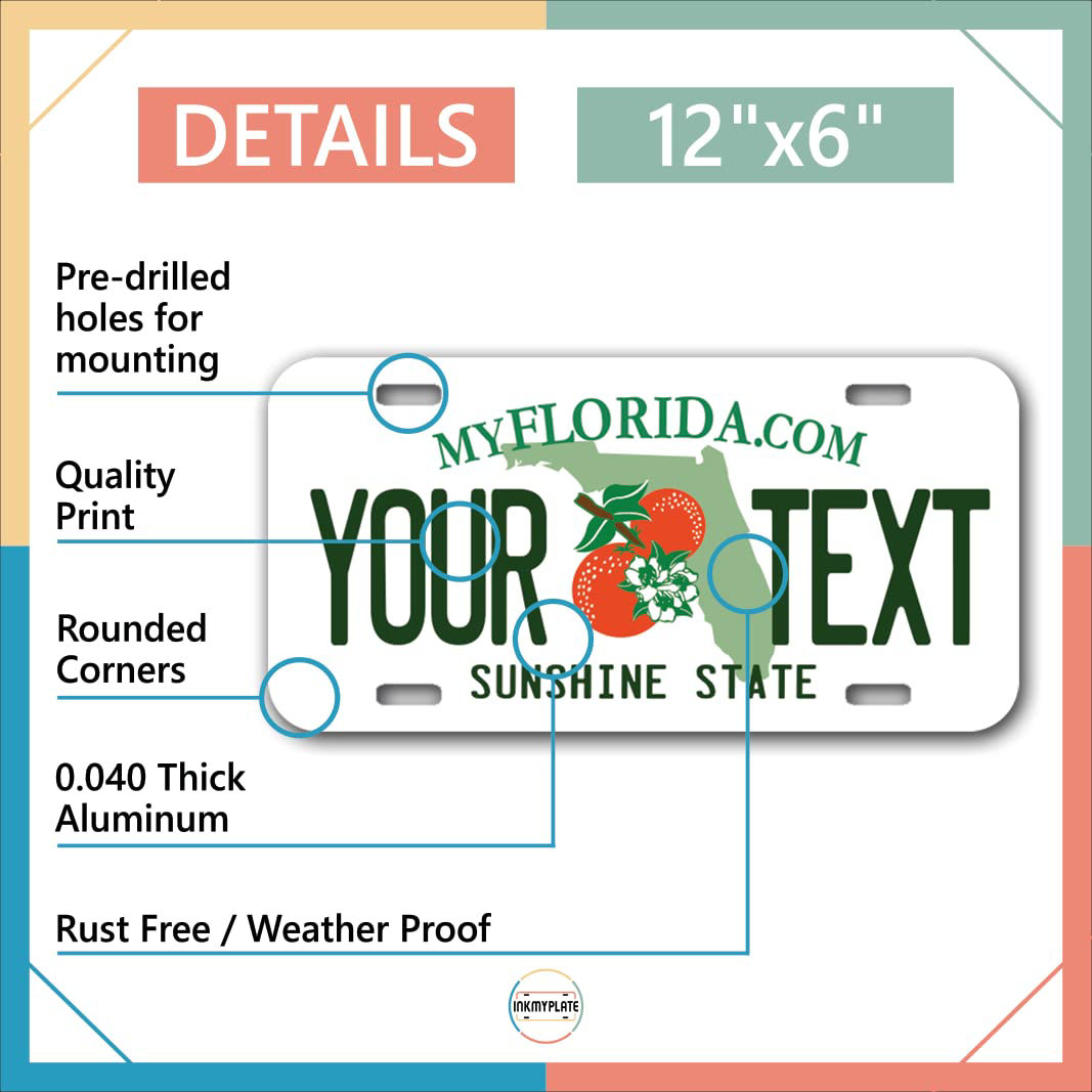 GetUSCart- InkMyPlate Personalized Florida Car License Plate | Choose ...
