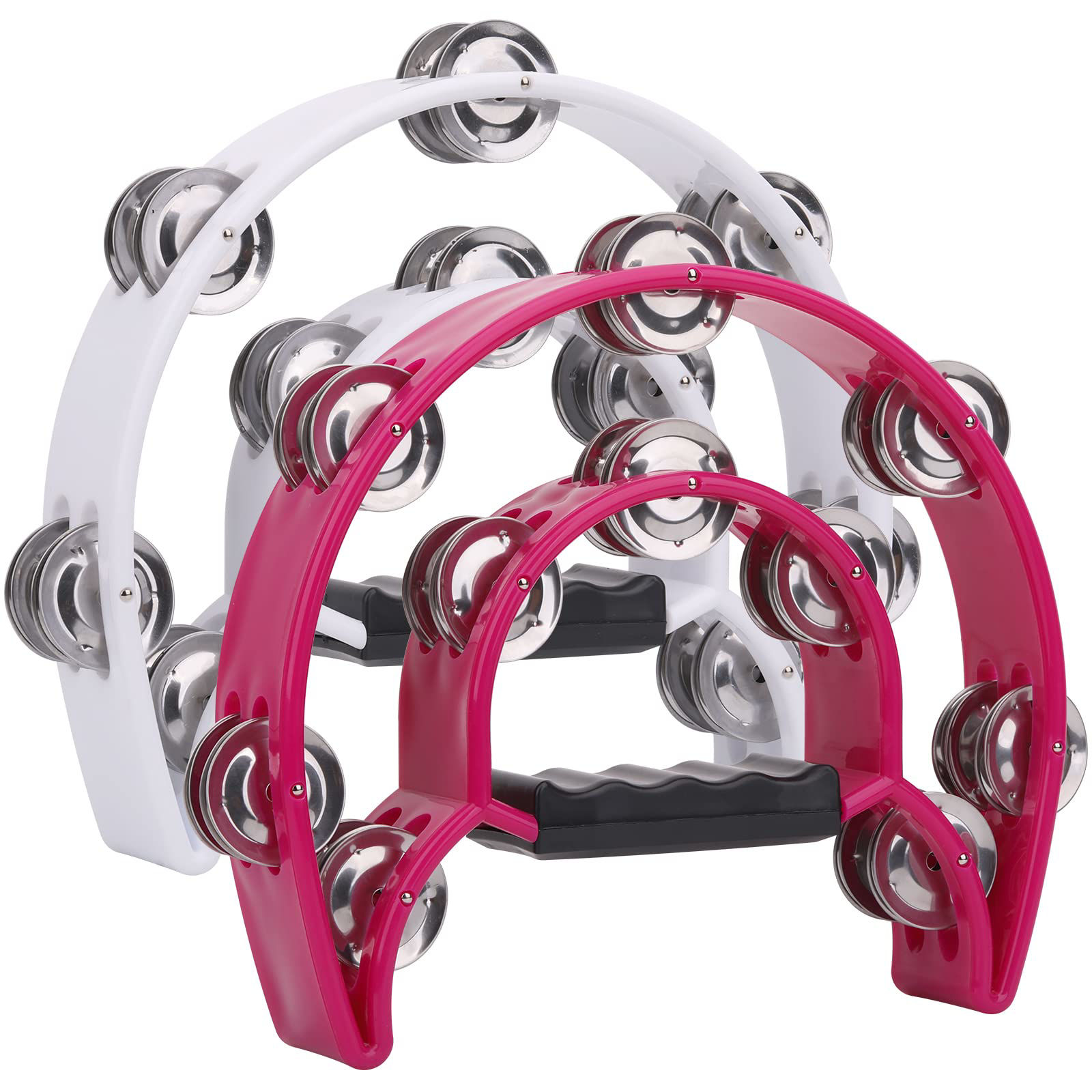 GetUSCart- 2Pack 10" Double Row Tambourine for Adult, Half Moon Musical ...