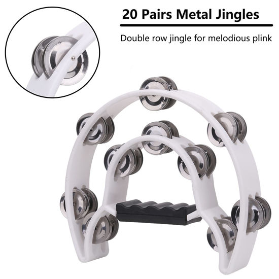 GetUSCart- 2Pack 10" Double Row Tambourine for Adult, Half Moon Musical ...