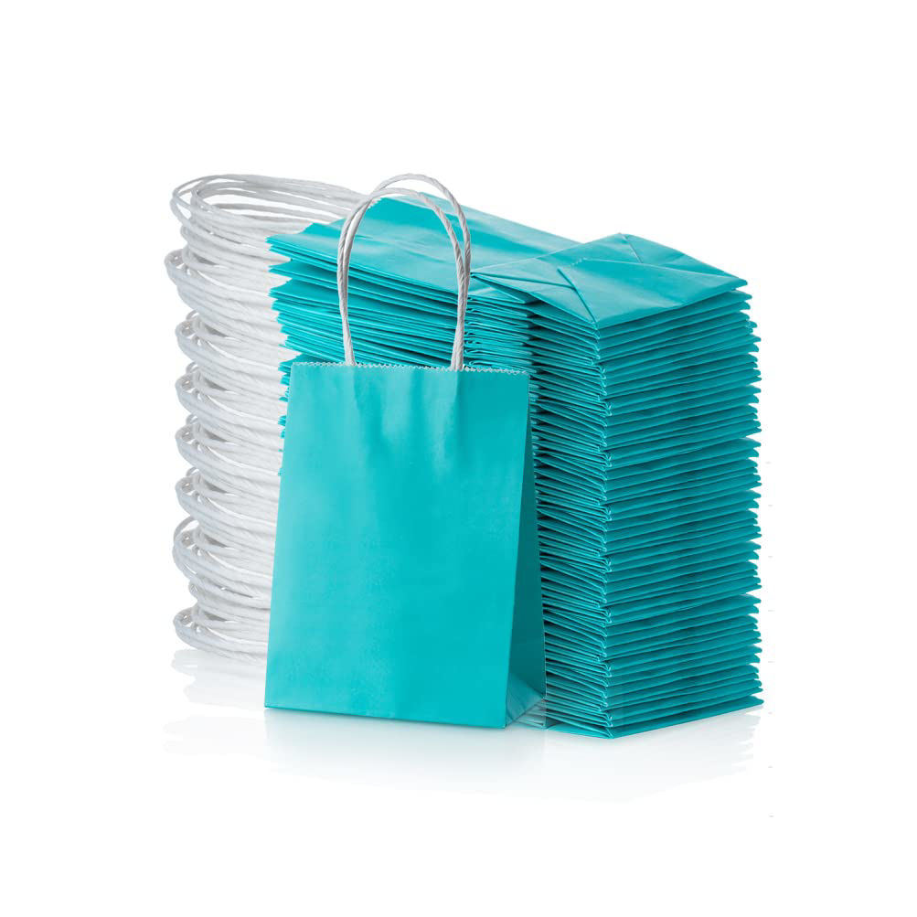 GetUSCart- Mini Size Turquoise Blue Paper Bag with Handle Bulk Party ...