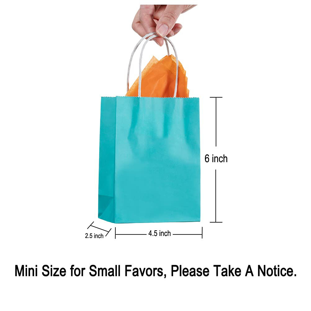 GetUSCart- Mini Size Turquoise Blue Paper Bag with Handle Bulk Party ...